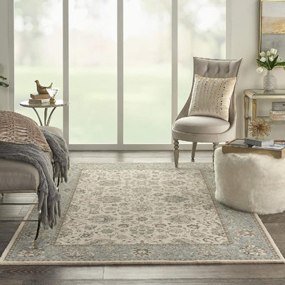 Darby Home Co Crownover Wool Ivory/Blue Rug | Wayfair