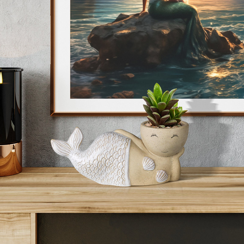 Wade Logan® Boltuch Laying Mermaid Statue Planter & Reviews | Wayfair