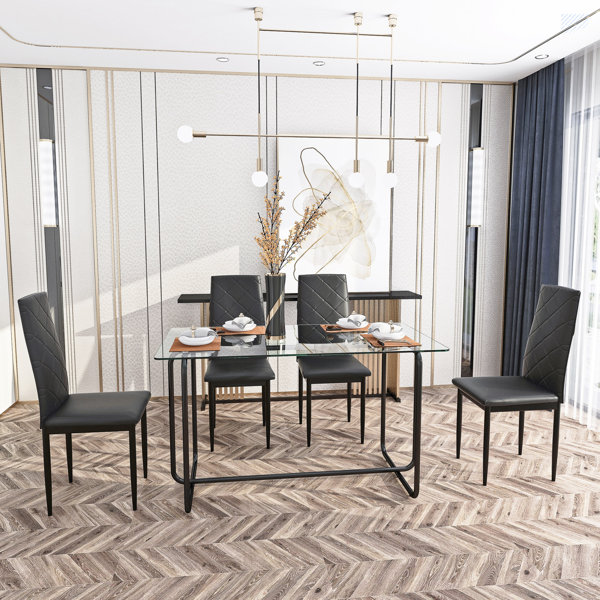 Wrought Studio 5-Piece Rectangle Dining Table Set | Wayfair