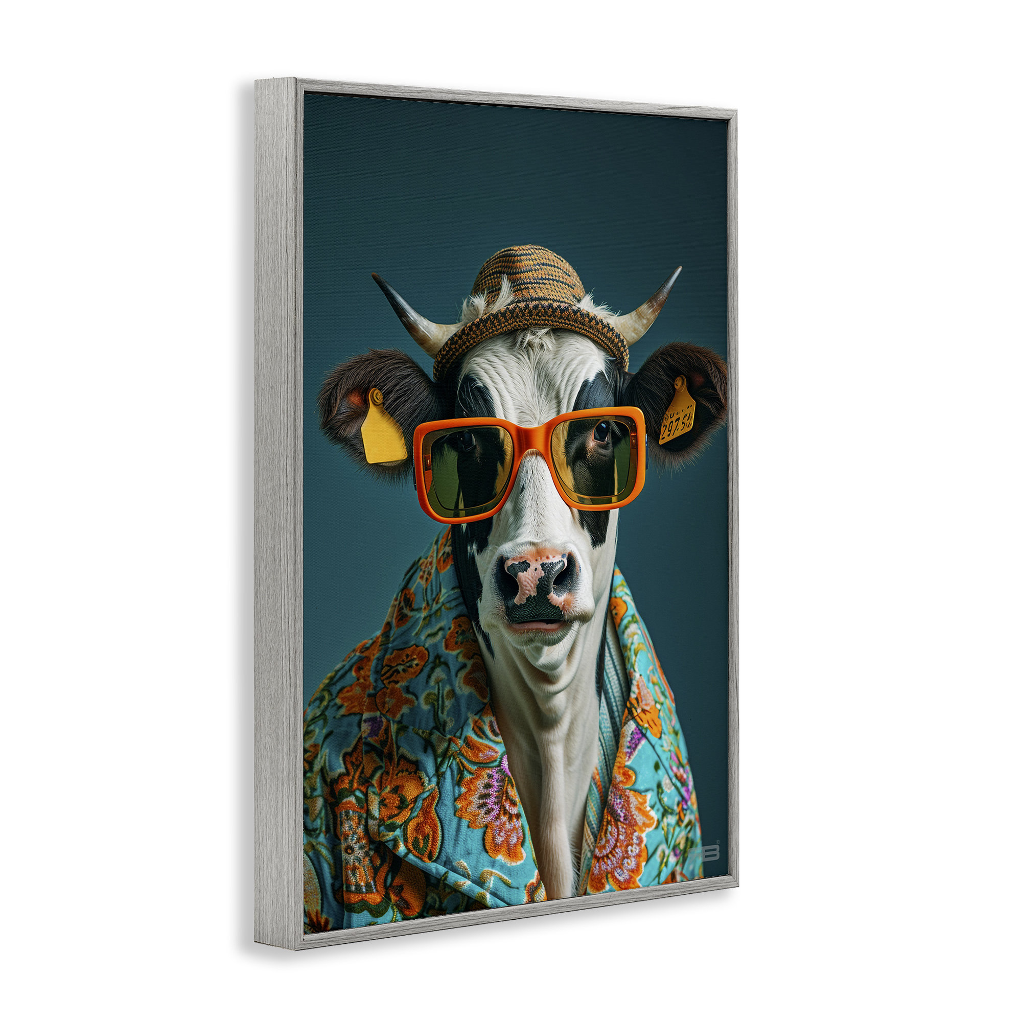 Stupell Industries Cool Trendy Cow Giclee Art by Roozbeh Bahramali ...