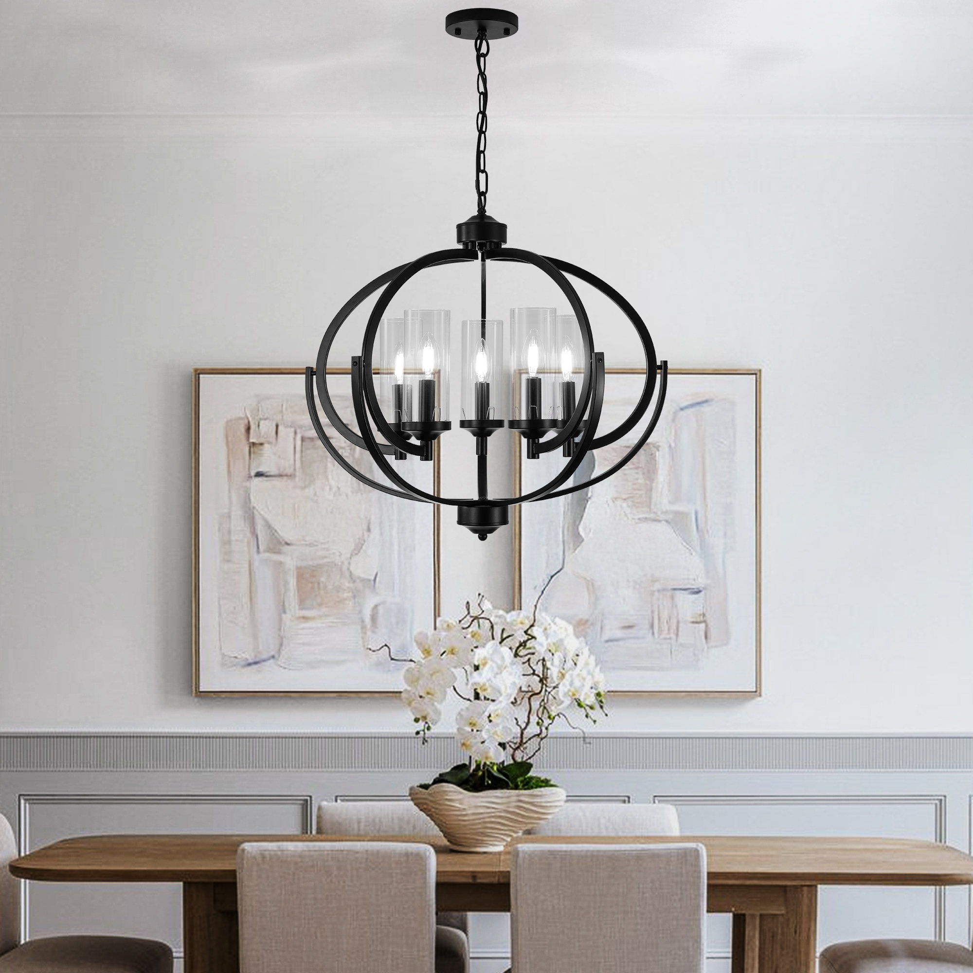 Winston Porter 5 - Light Circle Candlelight Glass Chandelier | Wayfair