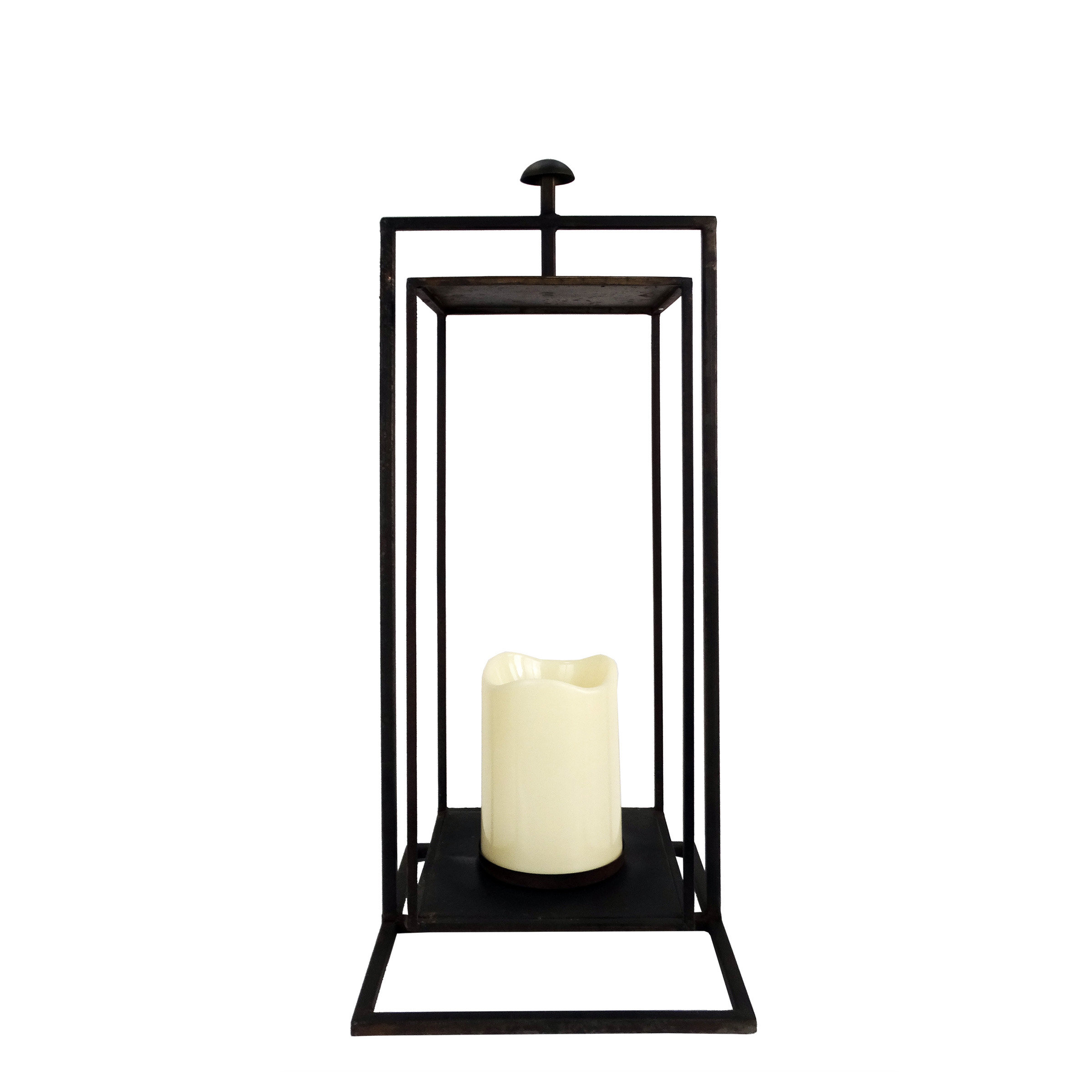 Alpine Rectangular Lantern with Glass Candle Compartment for Pathway ...
