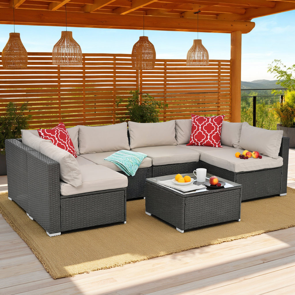 Latitude Run® Wrightner 6-piece Faux Wicker Conversation Set - Wayfair ...