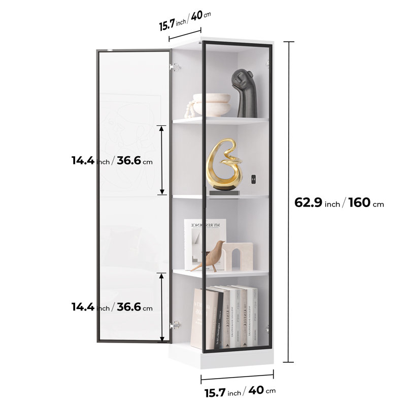 Ebern Designs Corner Display Cabinet With Doors, White | Wayfair