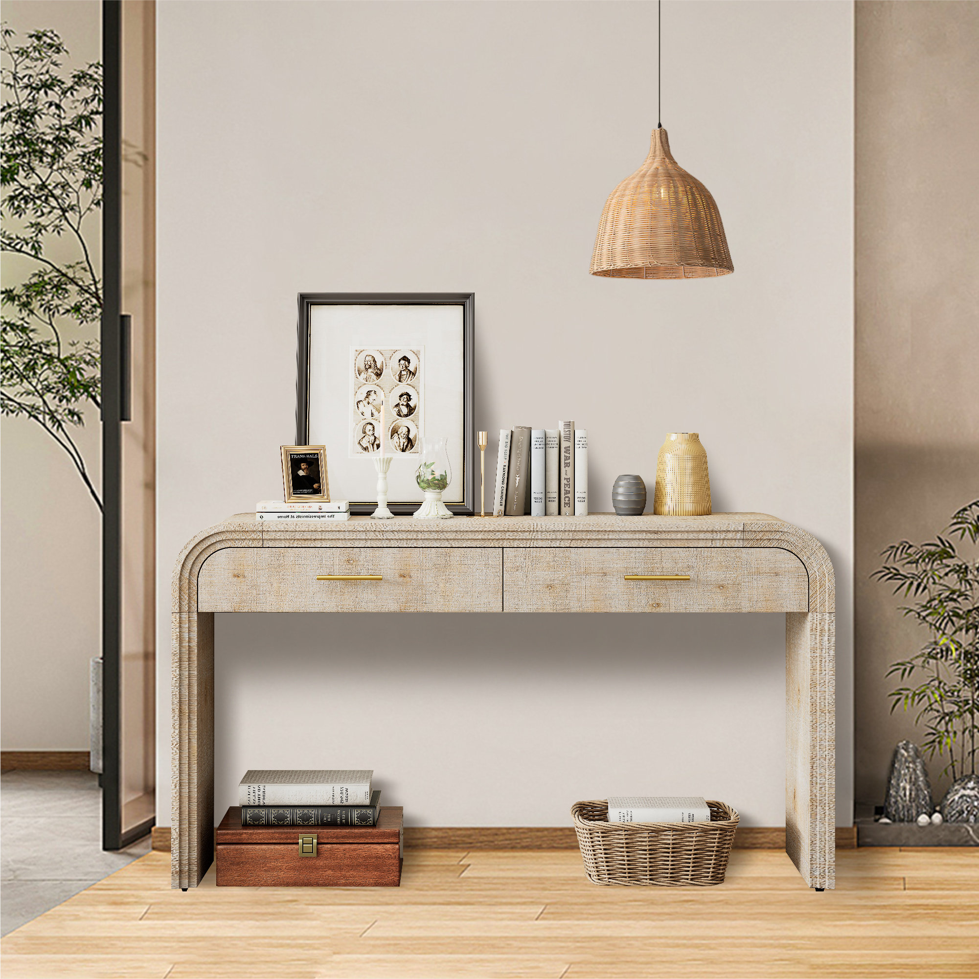 Millwood Pines Unique Retro Silhouette Console Table With Open Style ...