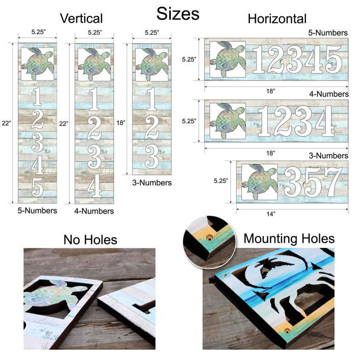 aMonogramArtUnlimited Sea Turtle 1-Line Address Sign | Wayfair