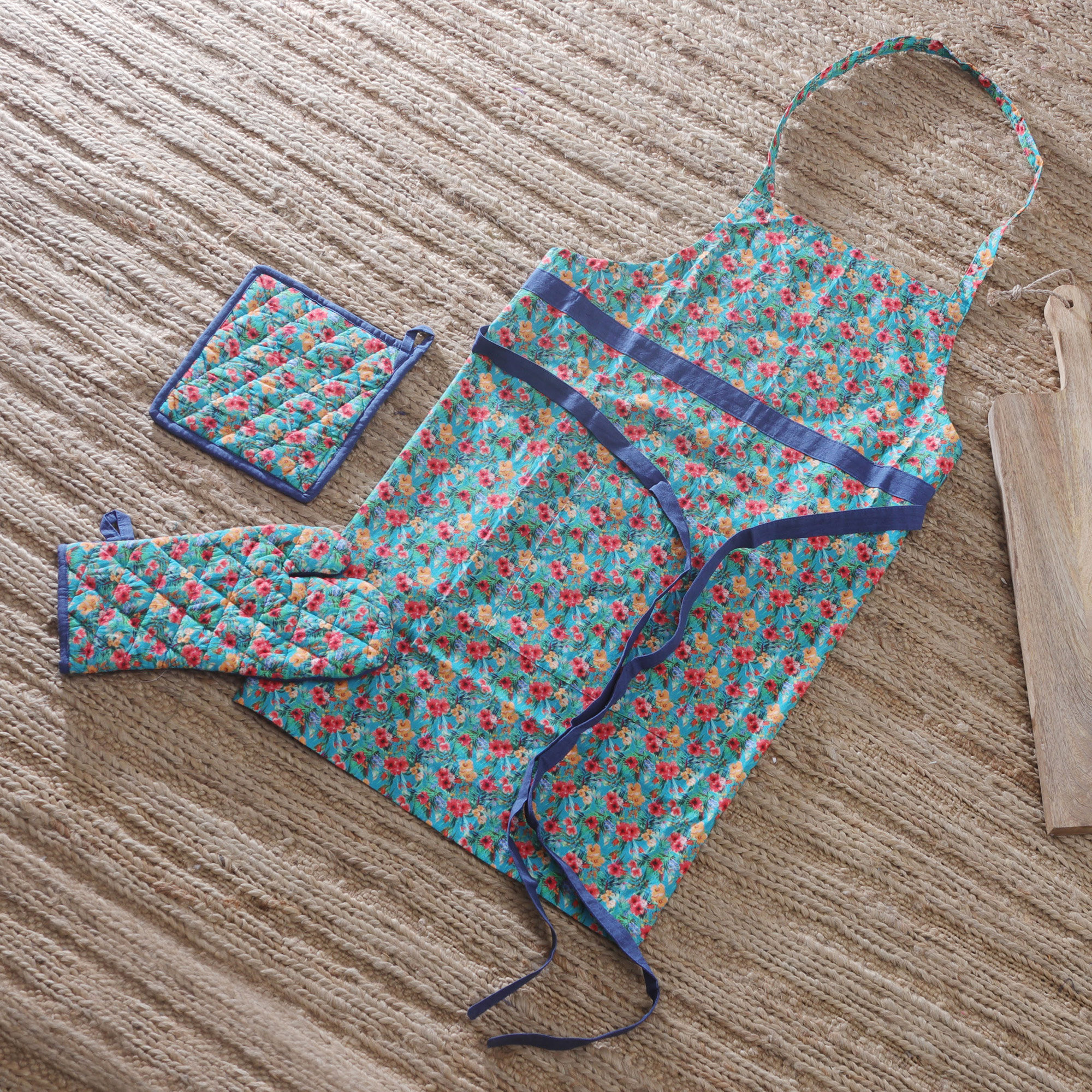 Bayou Breeze Handmade Floral Flavors Cotton Apron And Kitchen Utensils ...