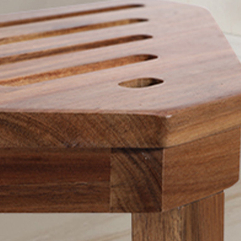 Loon Peak® Shower Foot Rest 14in,Wood Shower Stool,Waterproof Corner ...