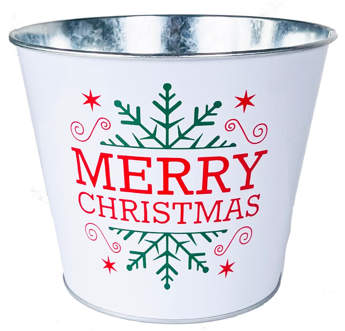 Ophelia & Co. Merry Christmas Printed Metal Pot Planter | Wayfair