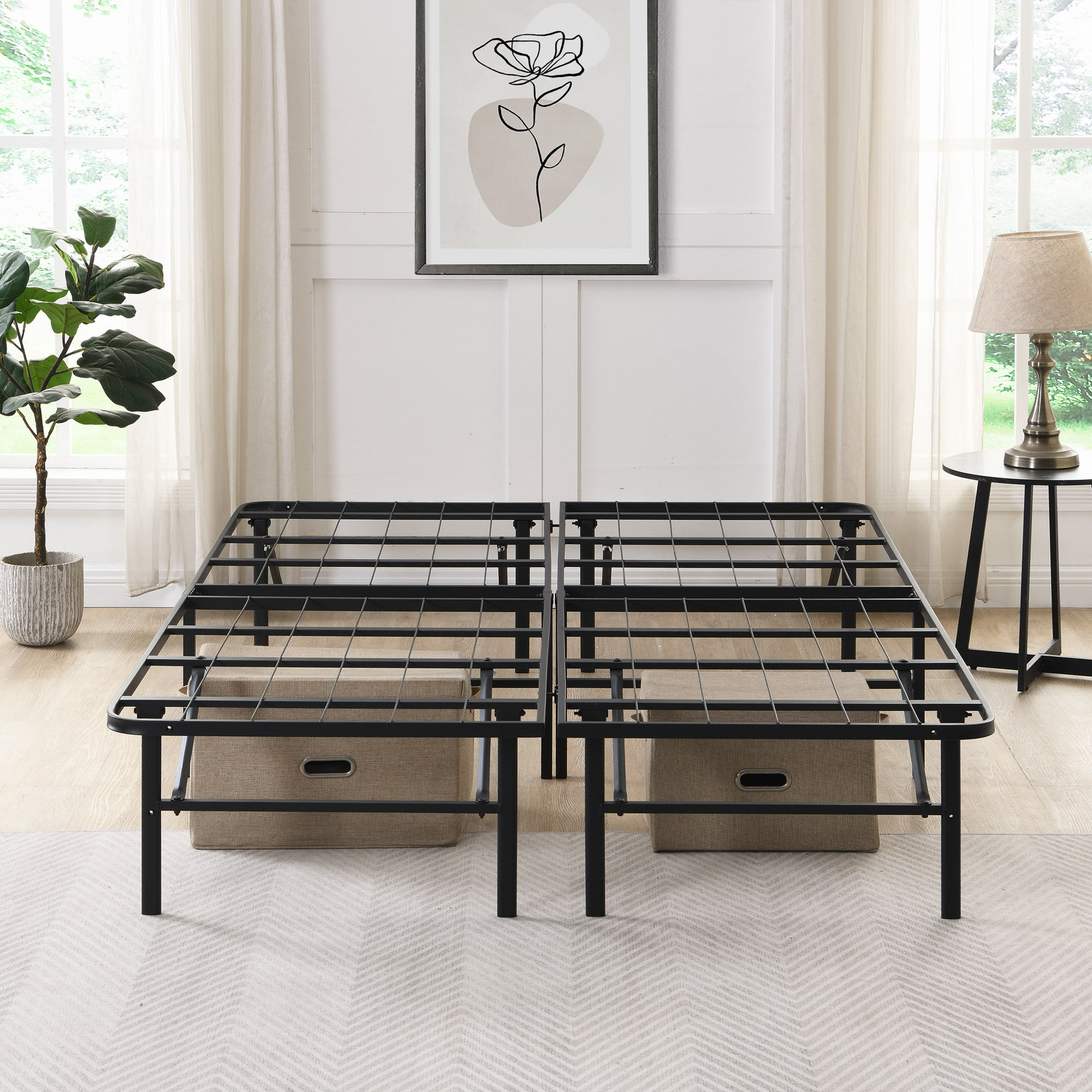 Latitude Run® Metal Platform Folding Bed Frame 14 Inch High Box Spring ...