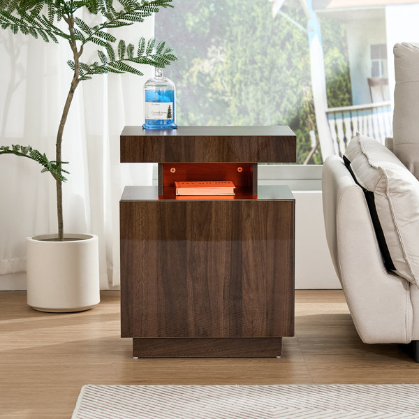 Wrought Studio Modern Nightstand With Smart LED Light Strip | Wayfair