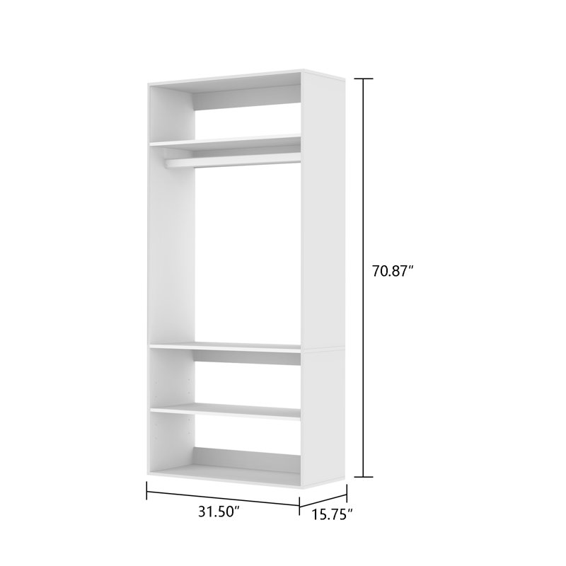 Latitude Run® Closet Organizer System with Drawers and Hanging Rods ...
