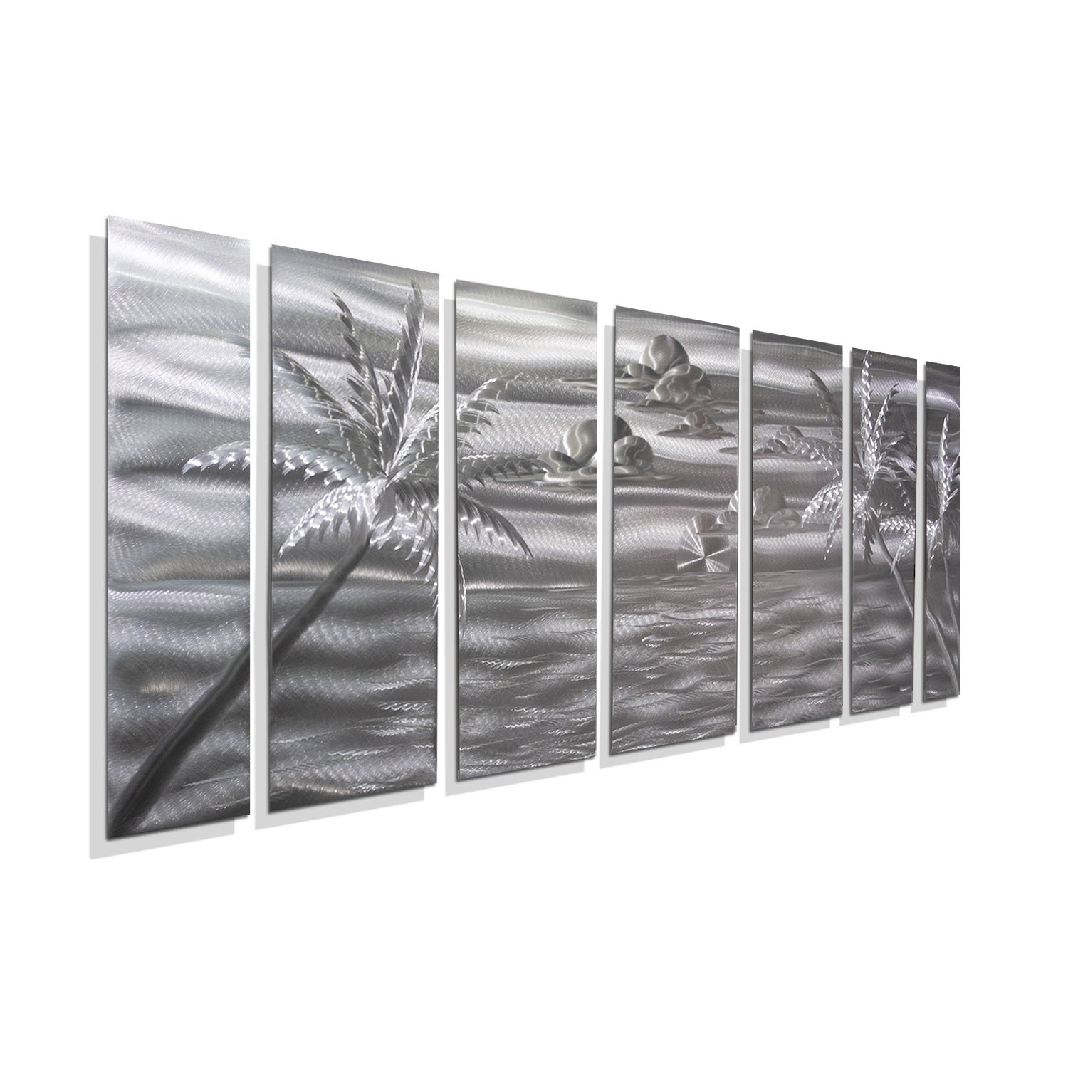 Statements2000 Castaway Silver Panels Metal Wall Art - 7 Panels 96" x ...