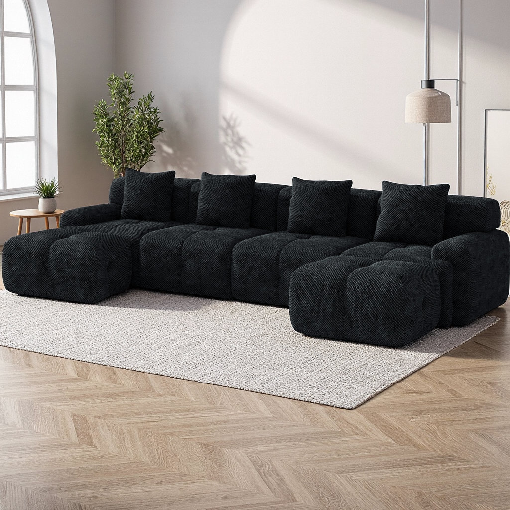Latitude Run® 135.4" U-Shaped 6-Piece Modular Sleeper Sectional Sofa ...