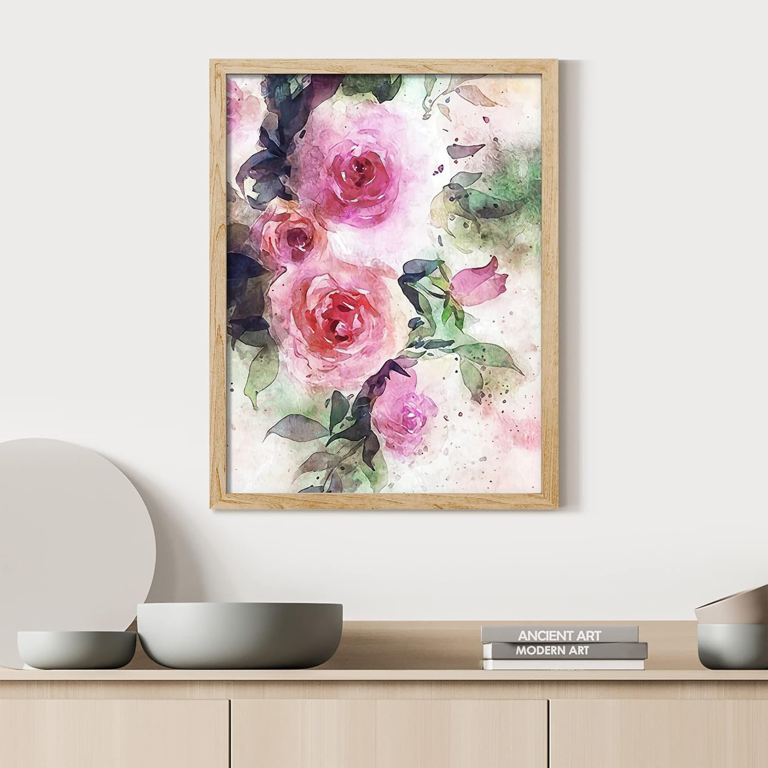 SIGNLEADER Garden Wild Pink Rose Flower Wall Art Floral Botanical ...