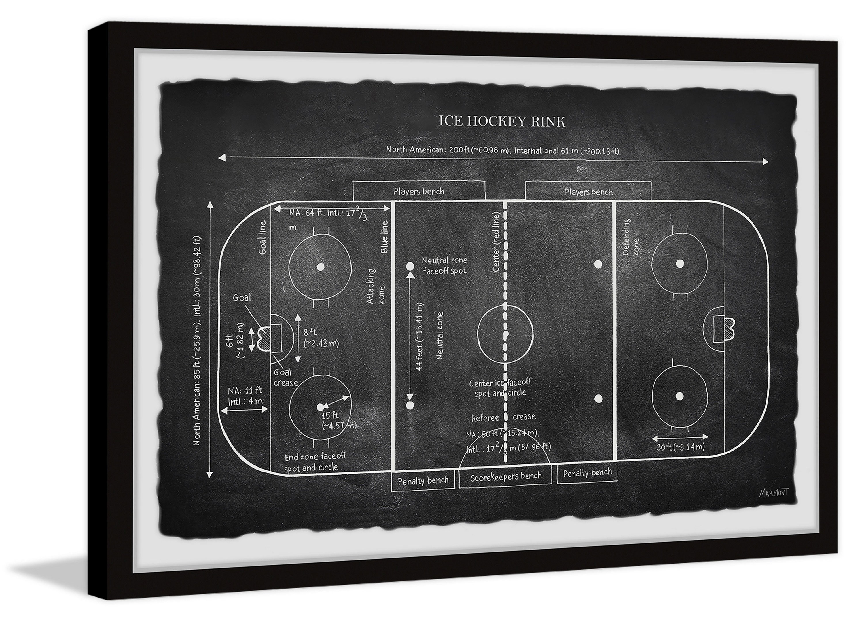Isabelle & Max™ 'Ice Hockey Rink Blueprint II' Picture Frame Print on ...