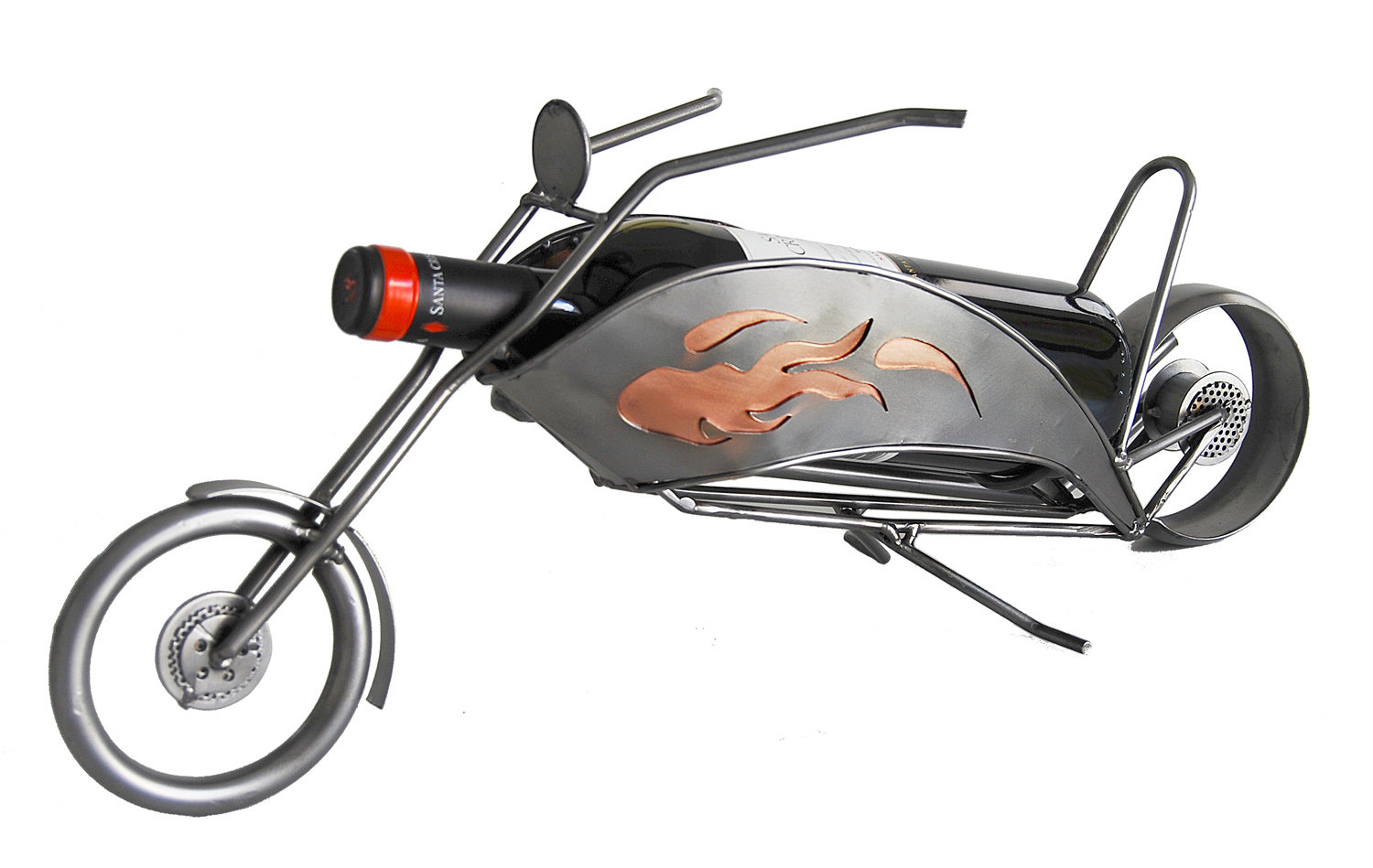 Williston Forge Judah Motorcycle-Chopper 1 Bottle Tabletop Wine Bottle ...
