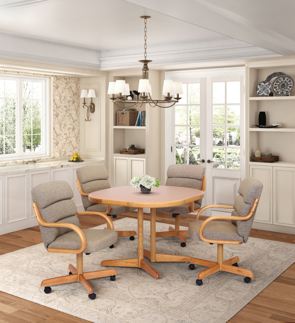 Caster Chair Company 5-Piece Double-Pedestal Caster Dining Set | Wayfair