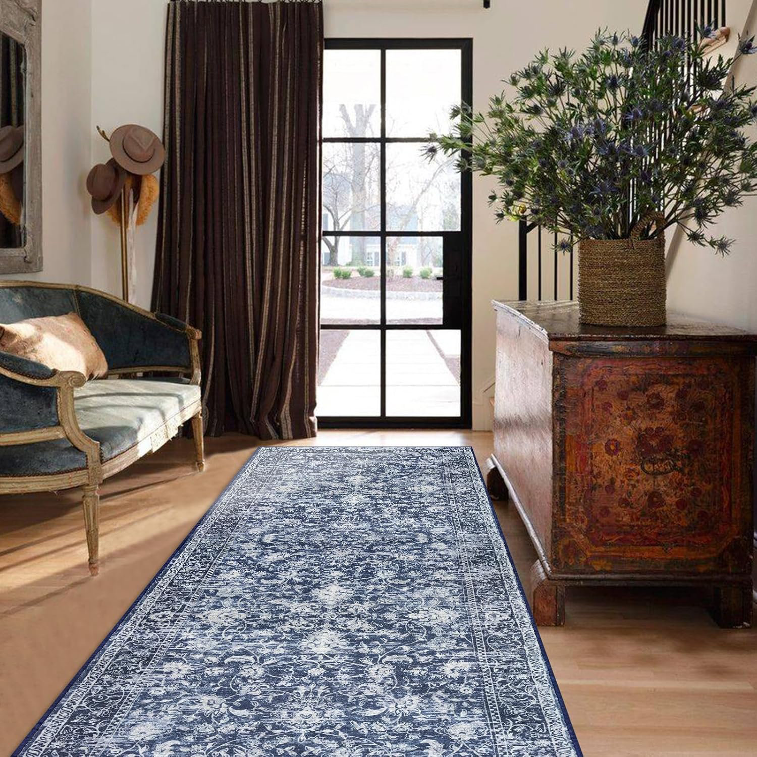 Canora Grey Hallway Runner 3X8 Runner Rug Printed Vintage Floral Rug ...