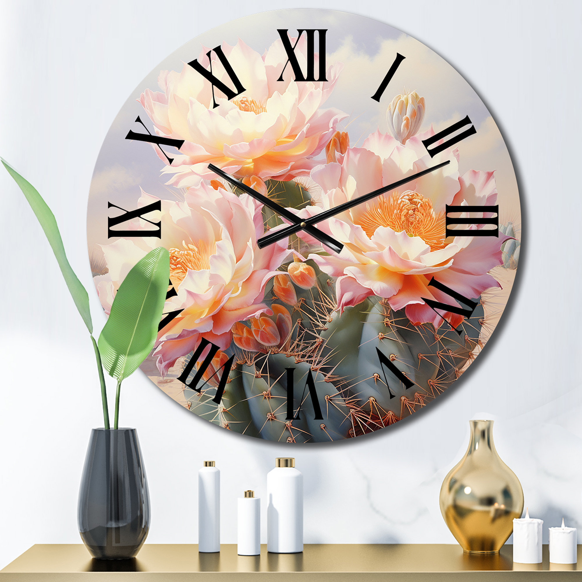 East Urban Home Pink Green Cactus Romantic Impression III - Floral Wall ...