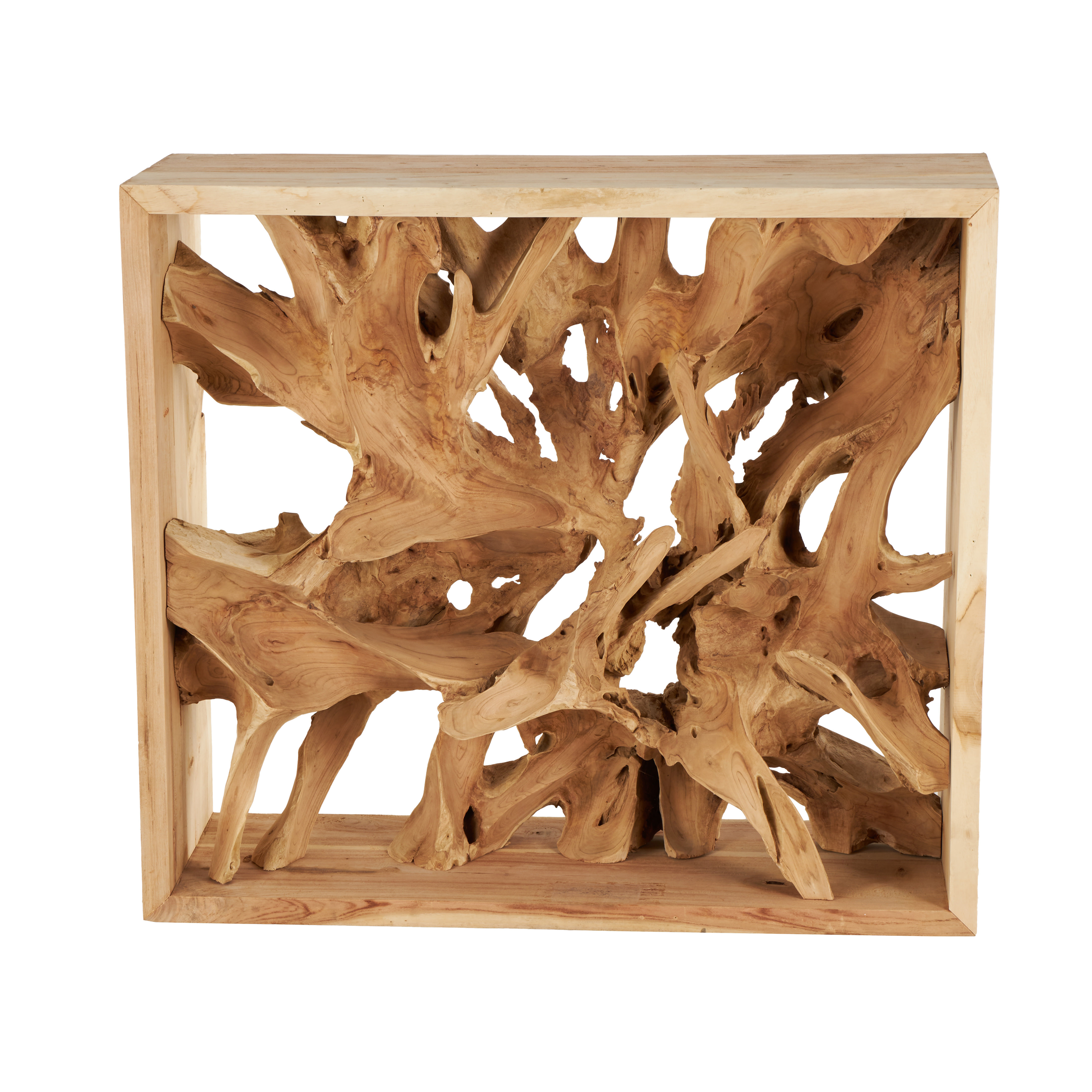 Loon Peak® Cole And Grey Teak Wood Handmade Live Edge Tree Trunk Living ...