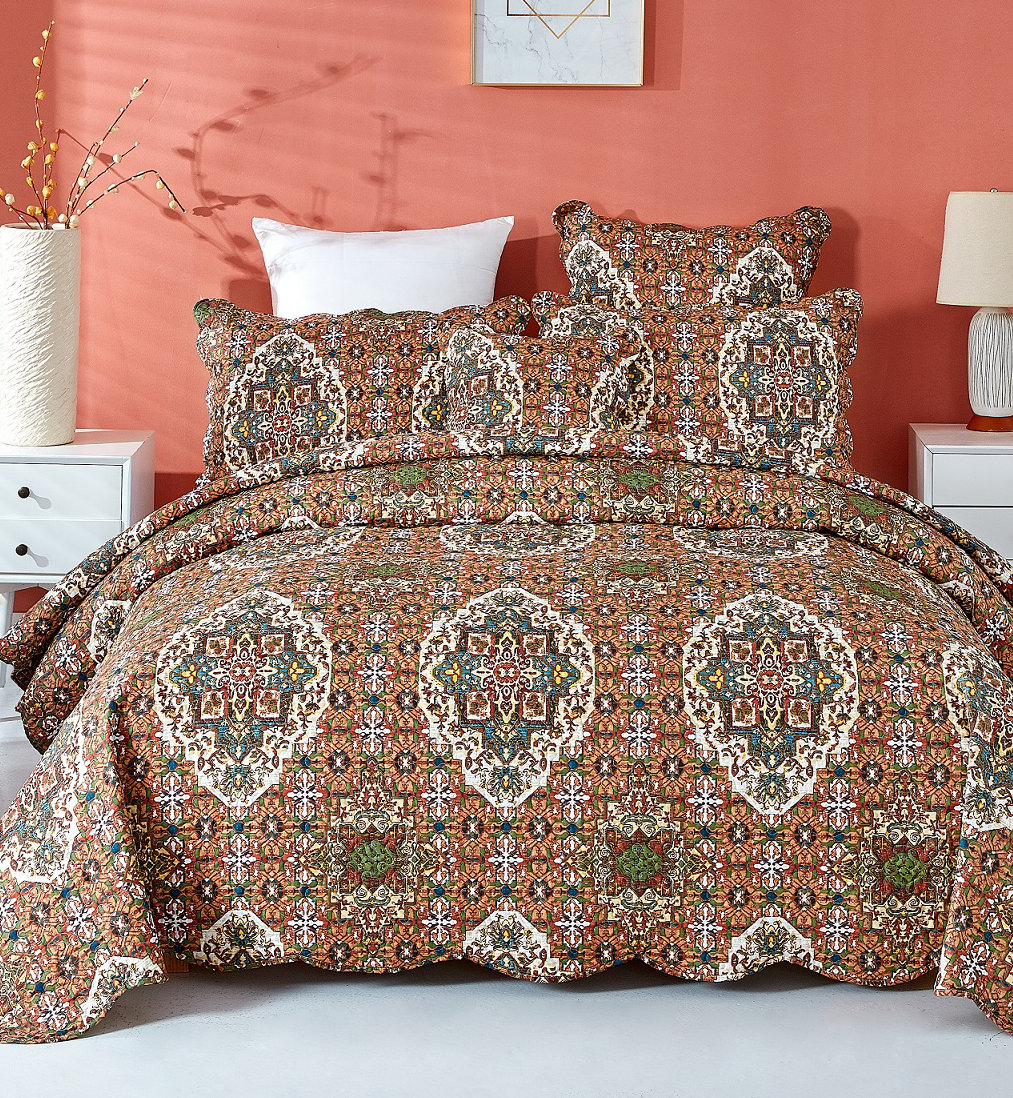 DaDa Bedding Persian-Inspired Geometric Quilted Bedspread Set ...