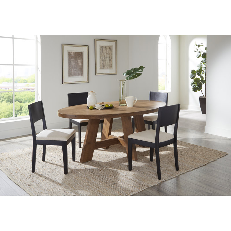 Ebern Designs Oval Wood Natural Oak Dining Table & Reviews | Wayfair