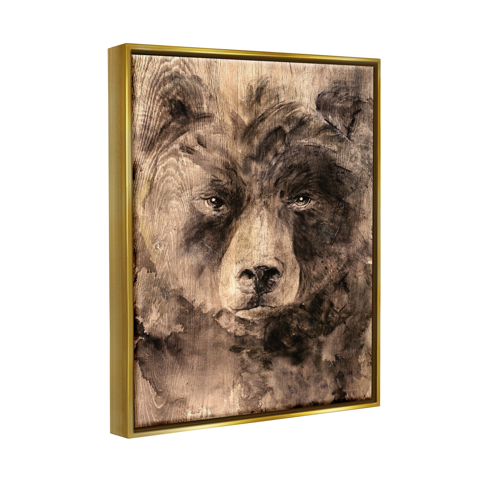 Stupell Industries Rustic Bear Portrait Framed Giclee Art Design By ...