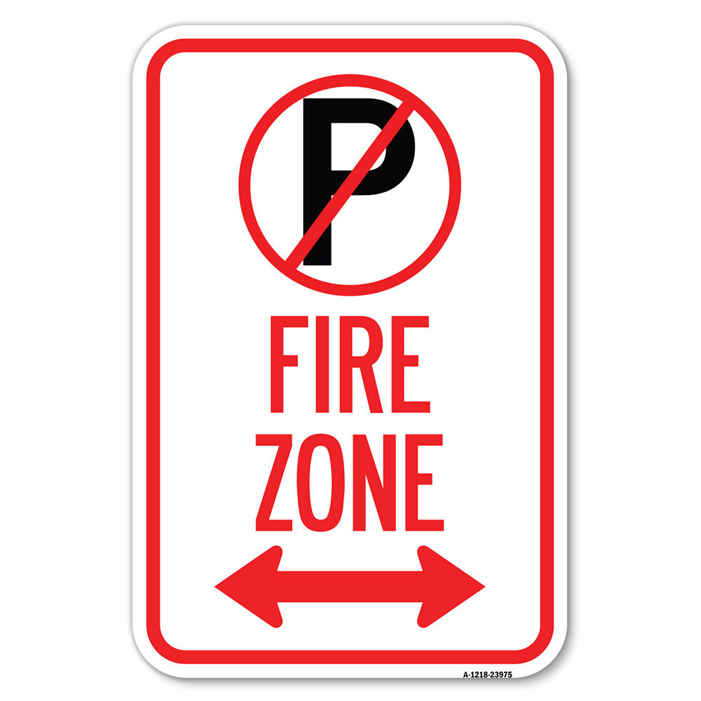 SignMission Fire Zone (No Parking Symbol And Arrow Pointing Left And ...