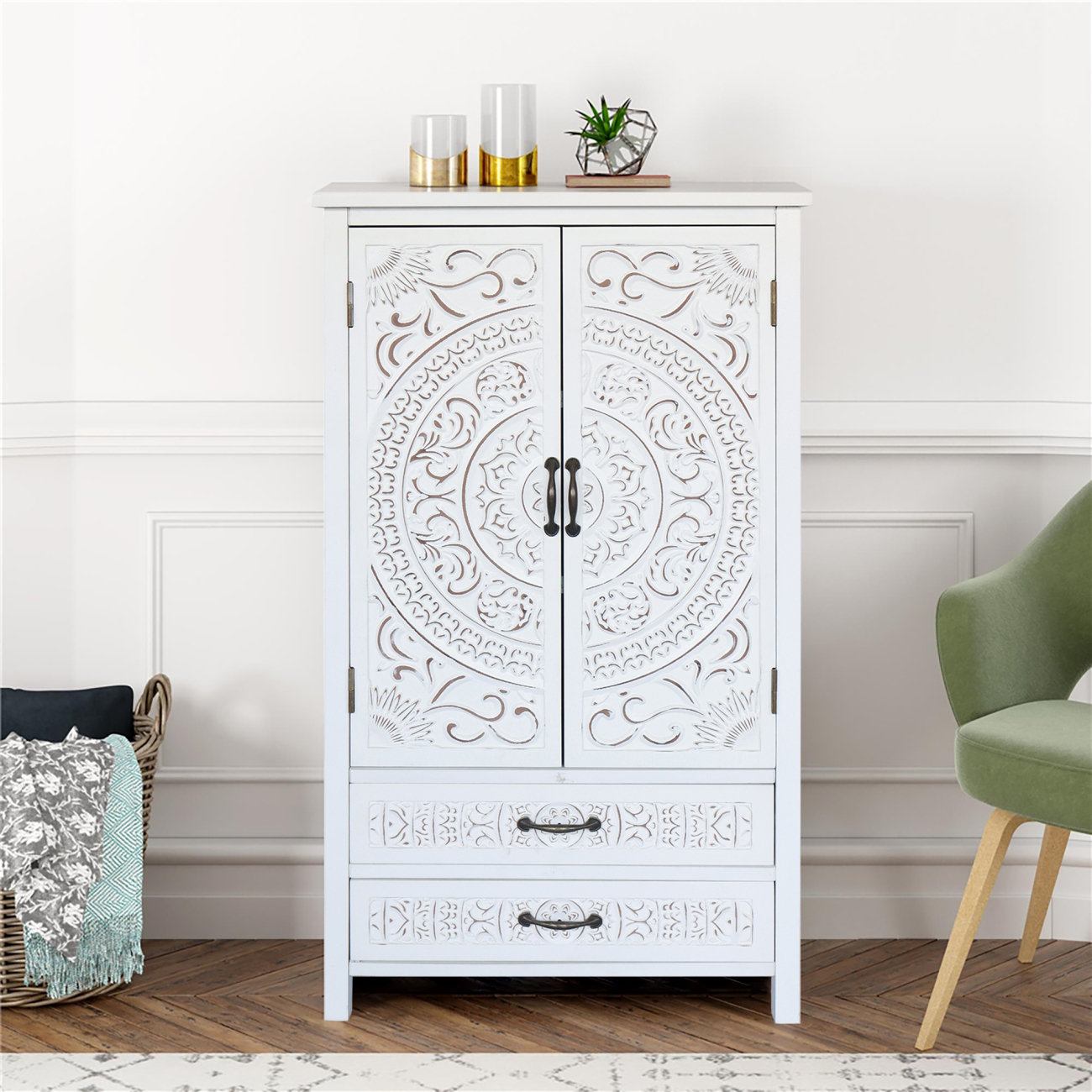 Wrought Studio™ 27" Tall Tower Storage Cabinet With 2 Doors And 2 ...