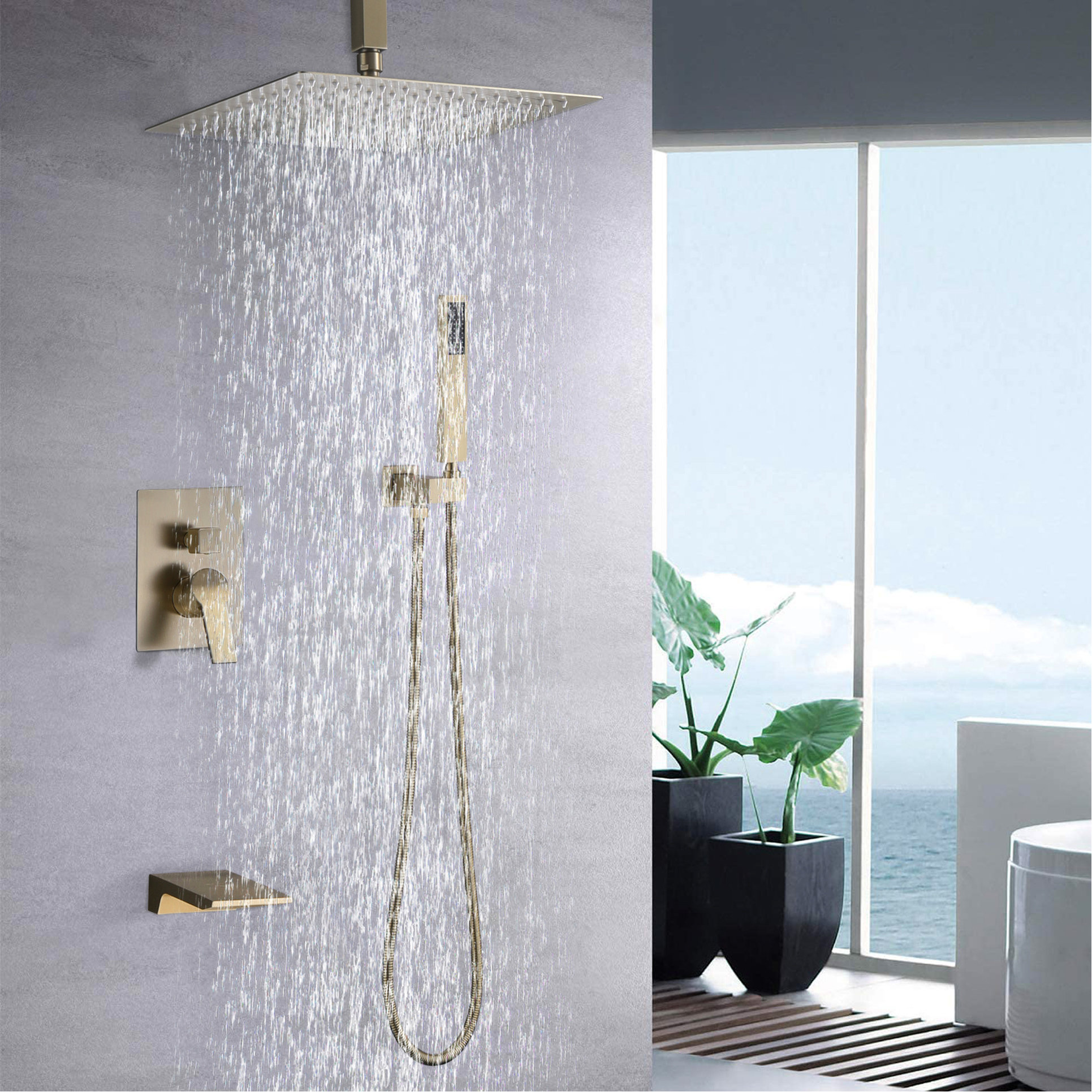 SnugglySolace 10Inch Shower System, Rain Faucet Inquiring, Brushed Gold ...