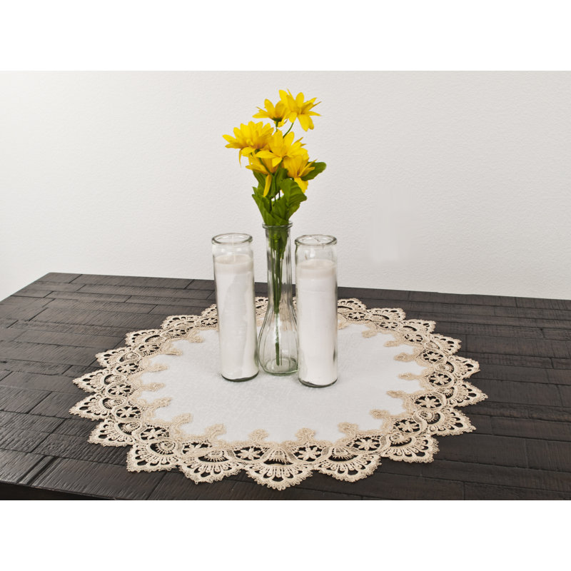House of Hampton® Elmwood Gold European Lace Antique Jacquard Table ...