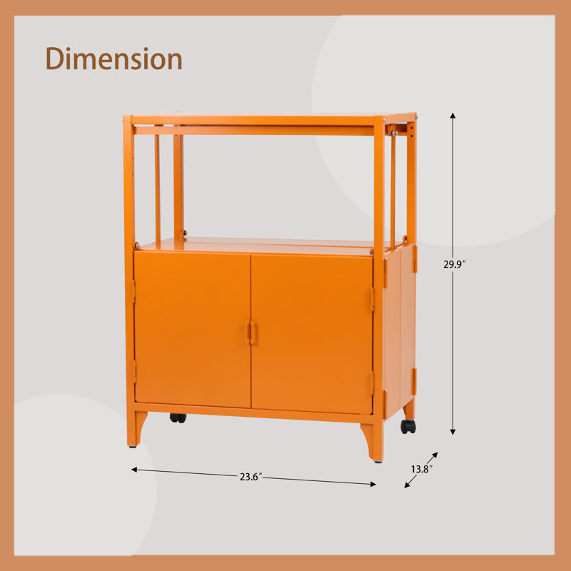 Ebern Designs Accent 23.6’’ Wide Foldable Metal Double Layer Cabinet ...