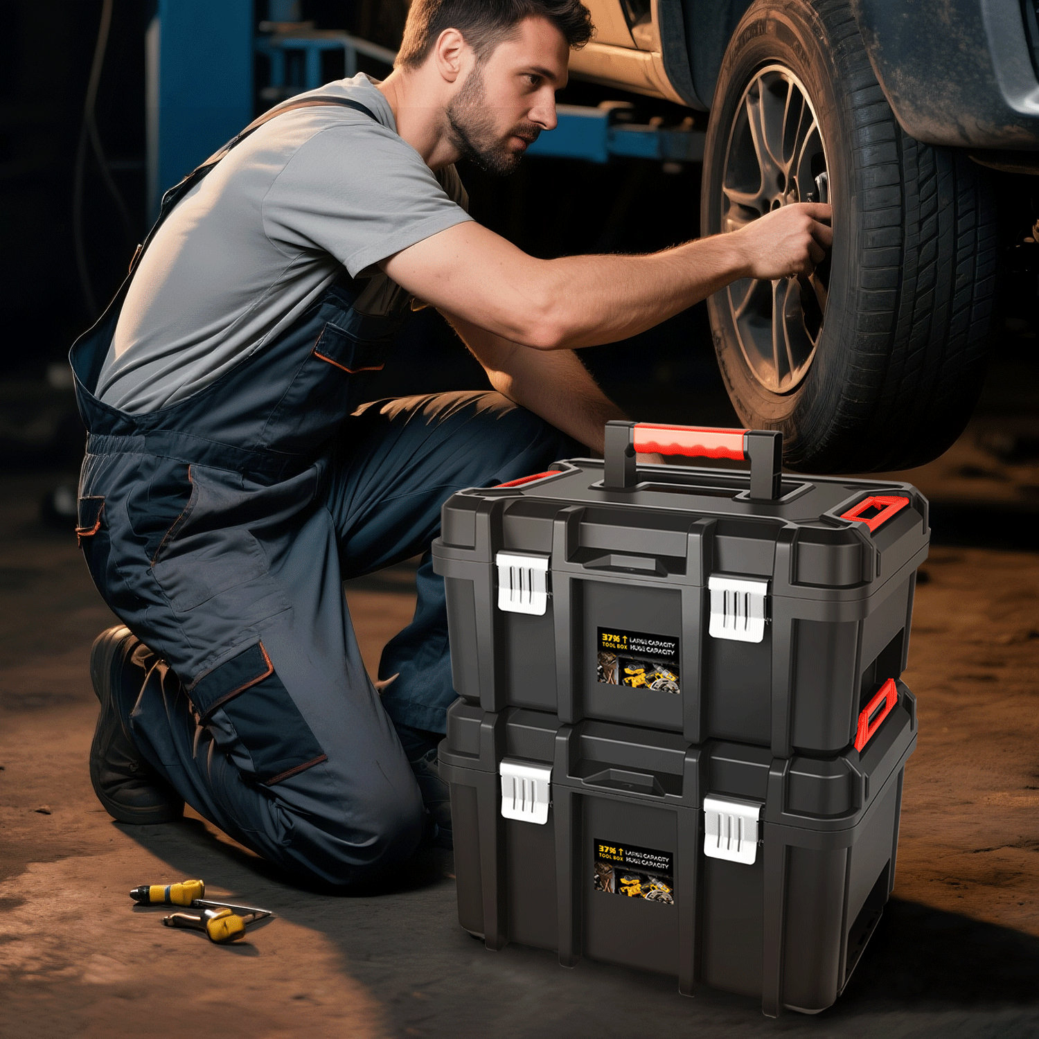Ivy Bronx Lockable Tool Box Set With Removable Trays Heavy-Duty ...