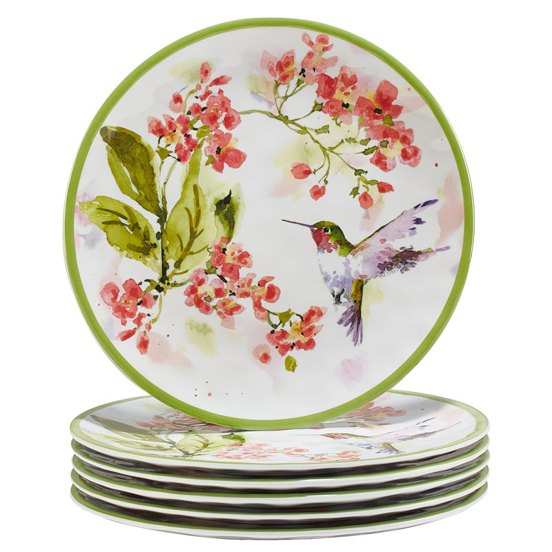 Certified International Hummingbirds MelamineSet of 6 Salad Plate 9 ...