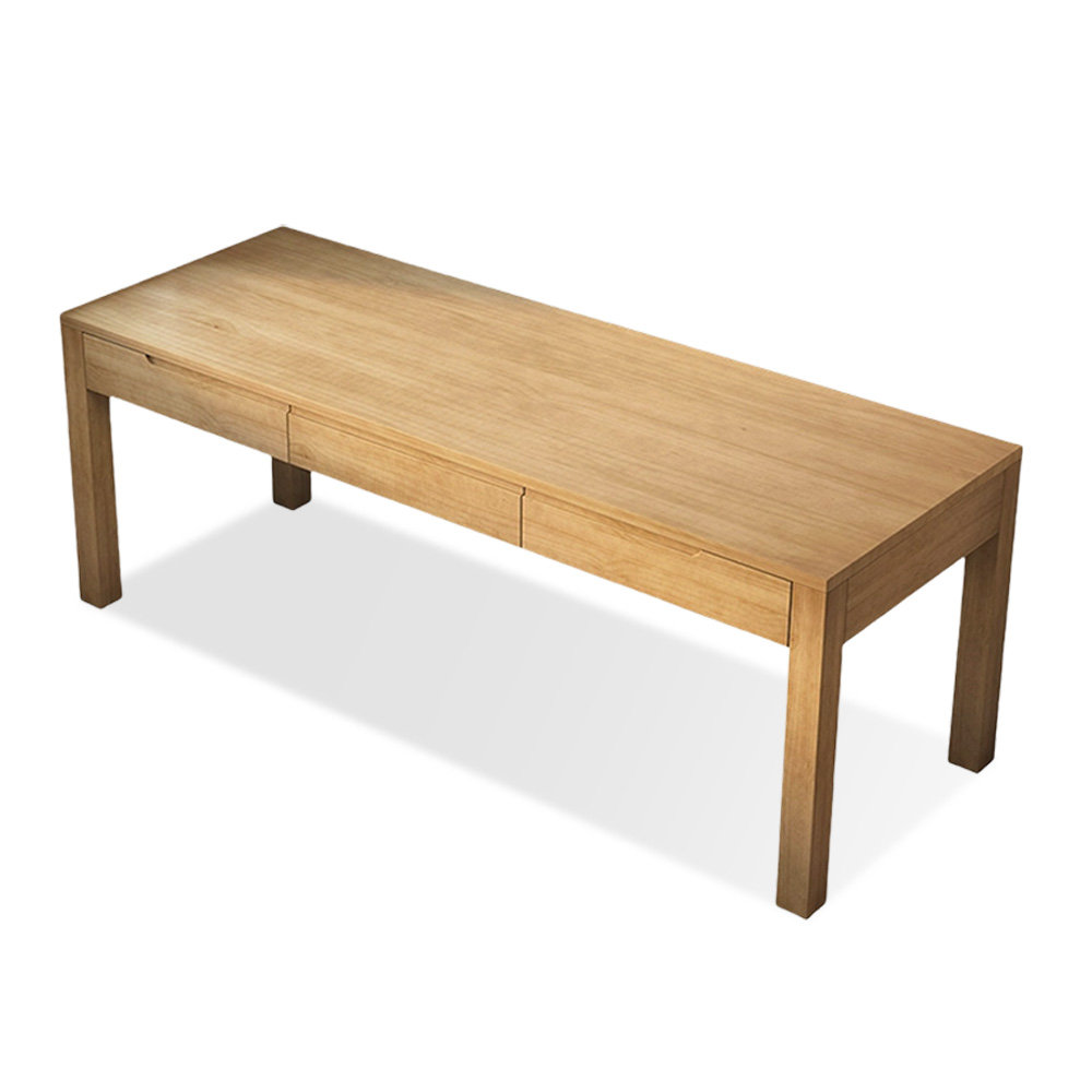 Hokku Designs Burlywood Rectangular Solid Pine Wood with drawers desk | Wayfair