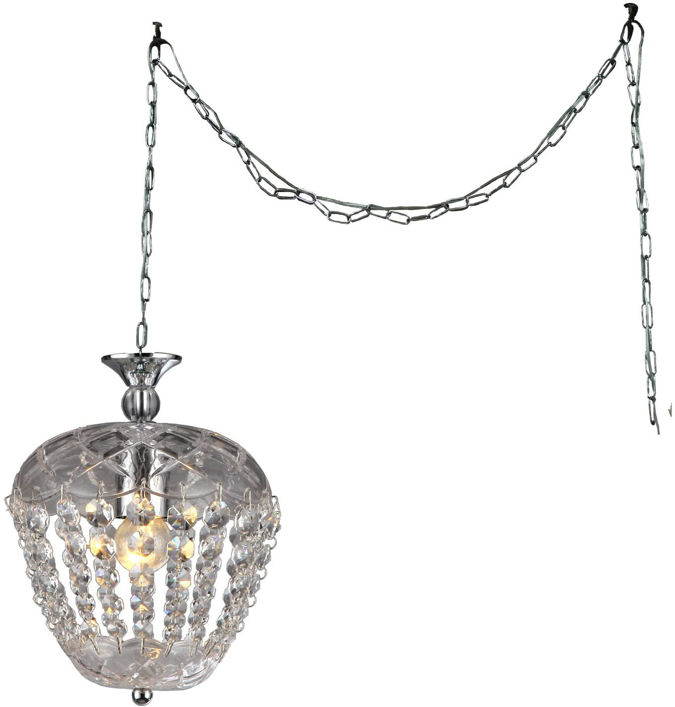 House of Hampton® Miriam 1-Light Crystal 8-Inch Chrome Swag Lamp | Wayfair