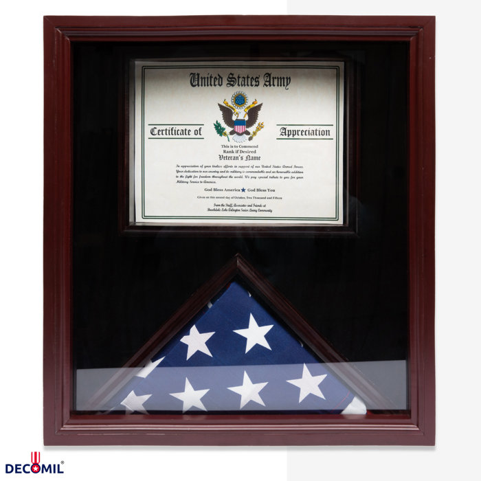 DECOMIL 3x5 Flag Display Case With Certificate & Document Holder Big ...