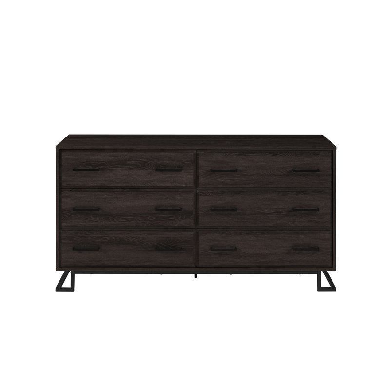 Latitude Run® 6 Drawer Double Dresser - Black | Wayfair