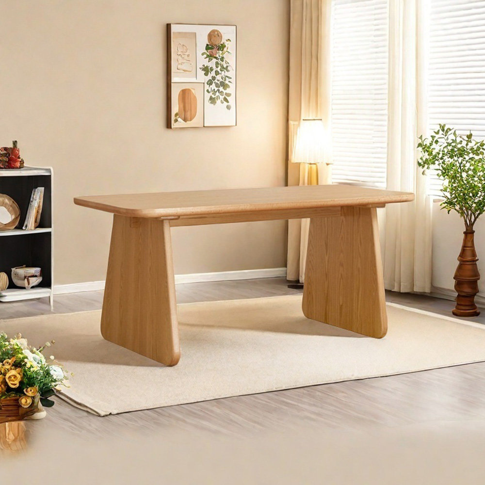 Sleek Surface Designs Solid wood oak dining table | Wayfair