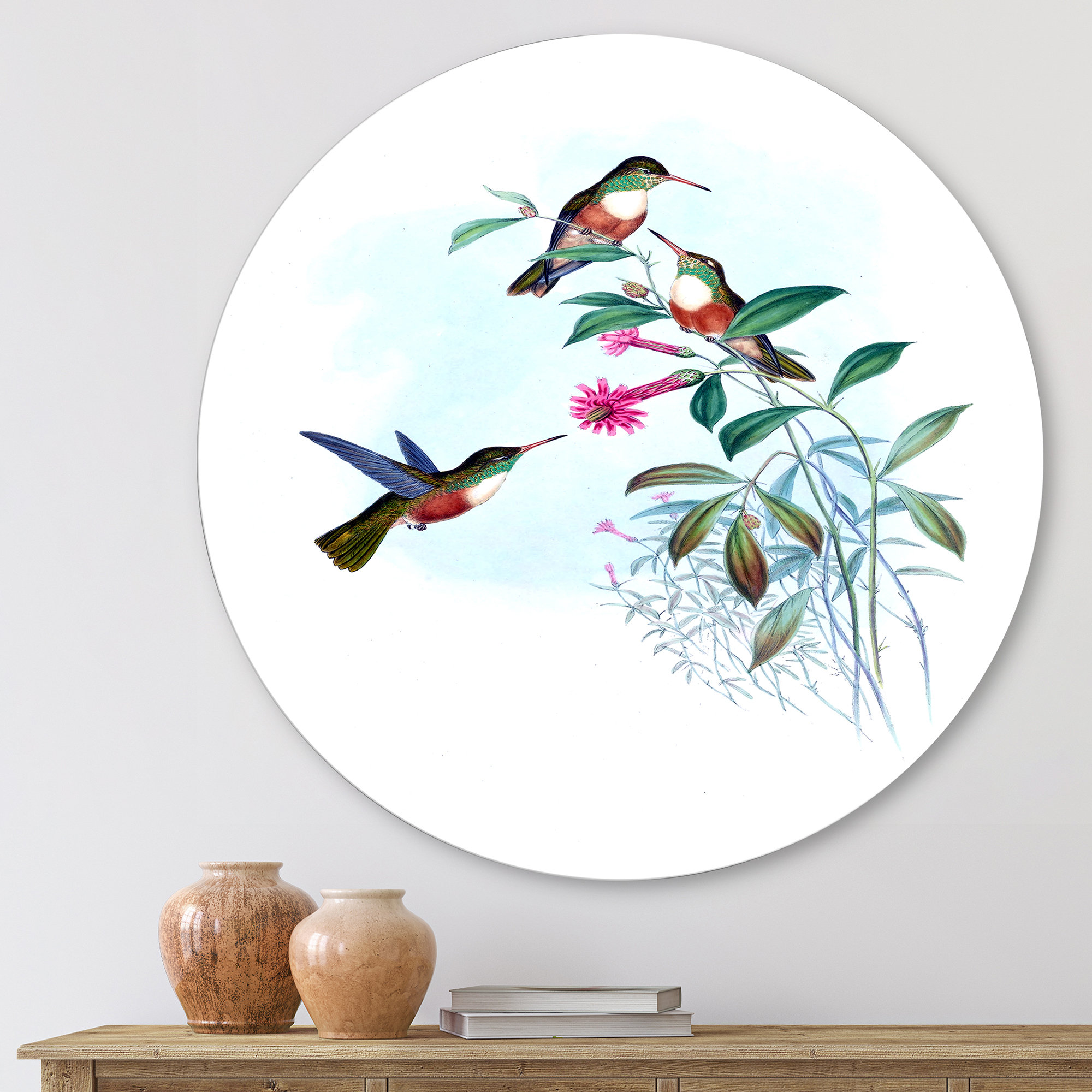 East Urban Home Vintage Hummingbird IV - Traditional Metal Circle Wall ...