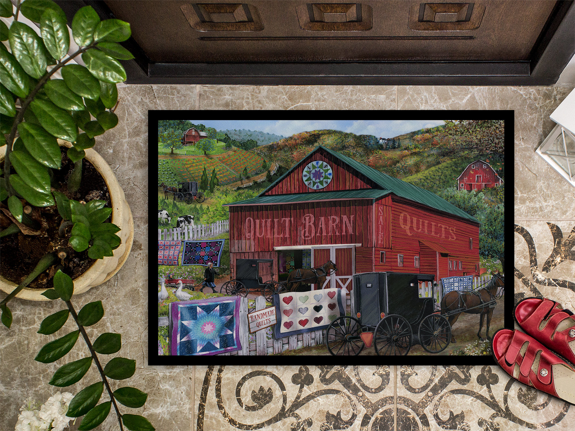 Winston Porter Tuckerton The Quilt Barn Non-Slip Outdoor Door Mat | Wayfair