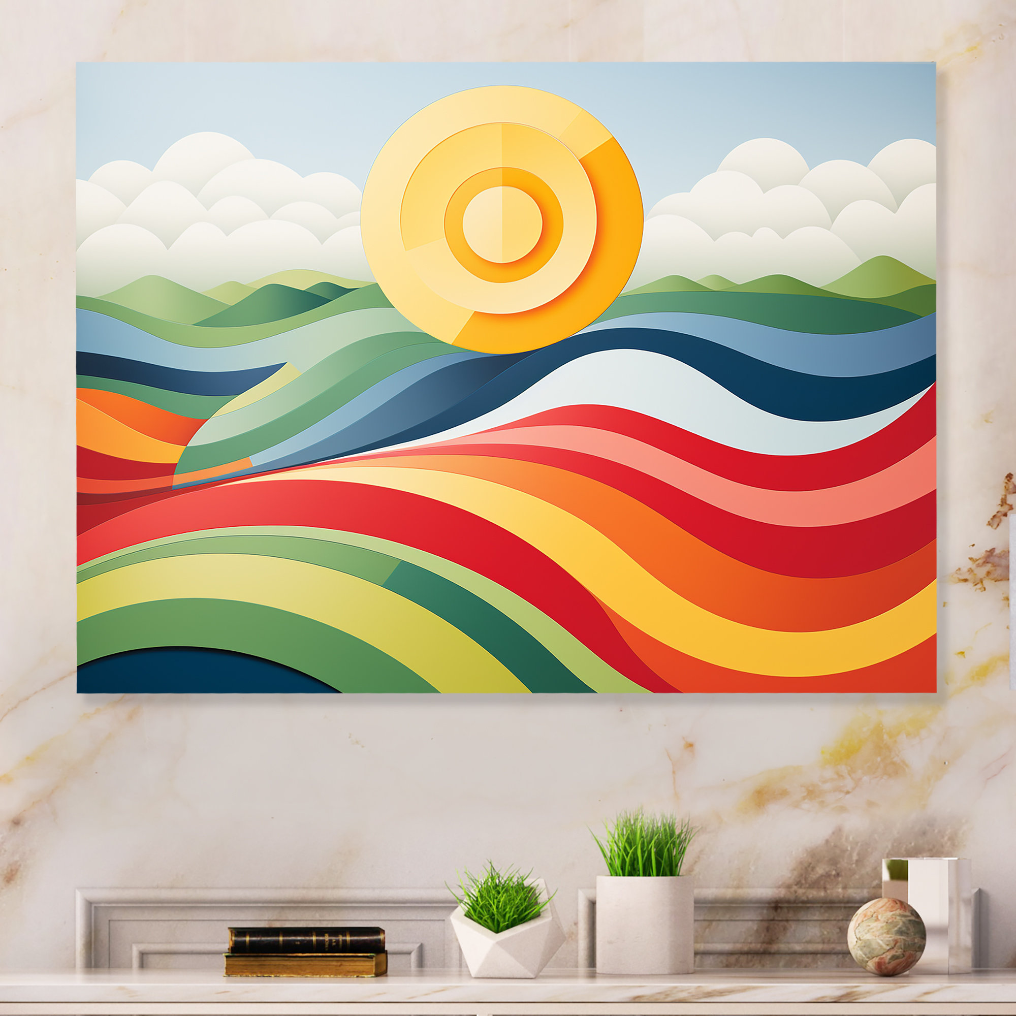 Winston Porter Yellow And Red Vibrant Landscape Horizons - Abstract ...