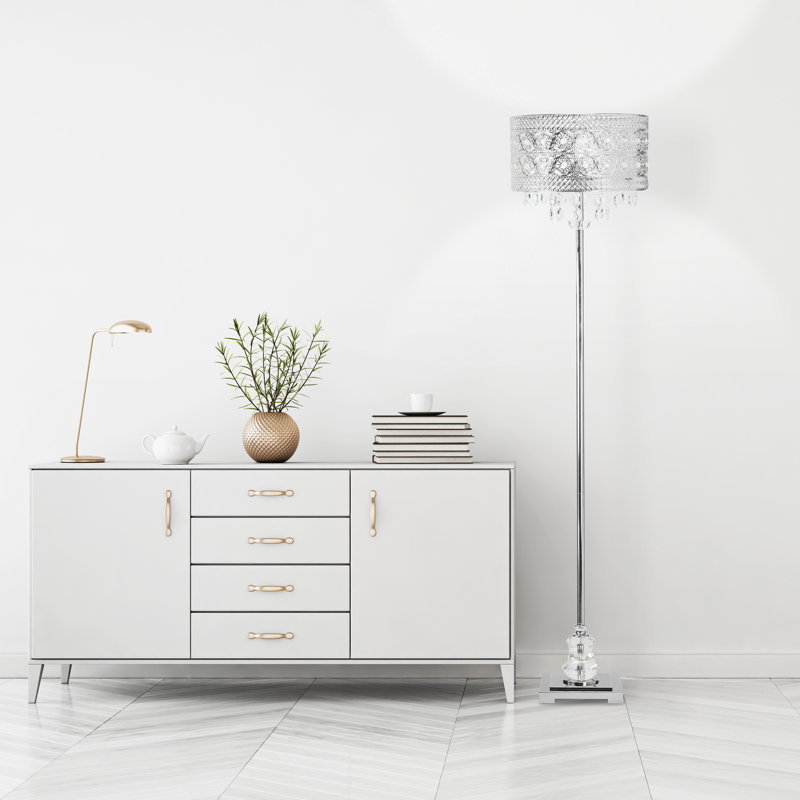 Kelly Clarkson Home Lenore 61" Polished Silver Glam Floor Lamp ...