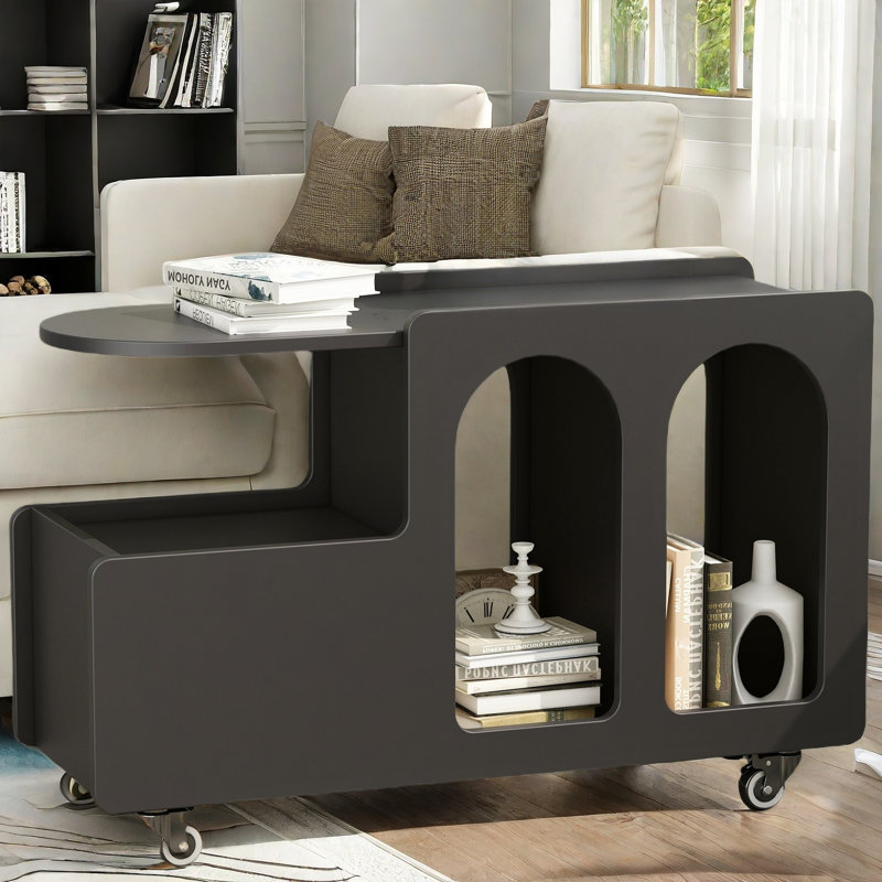 Latitude Run® Mobile End Table With Lockable Wheels, A Drawer And ...