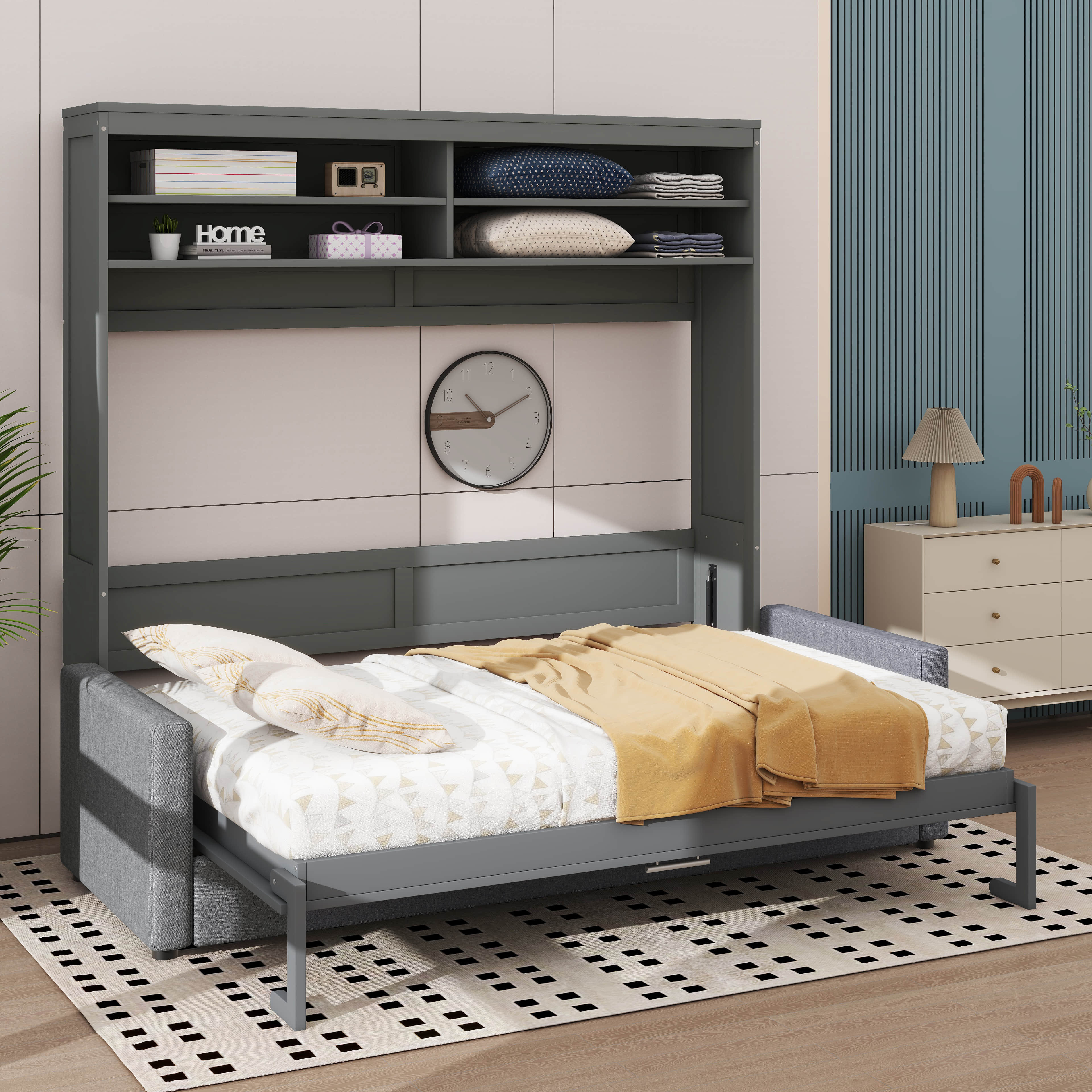 Red Barrel Studio Queen-Sized Murphy Bed / Wall-Mounted Bed With An ...