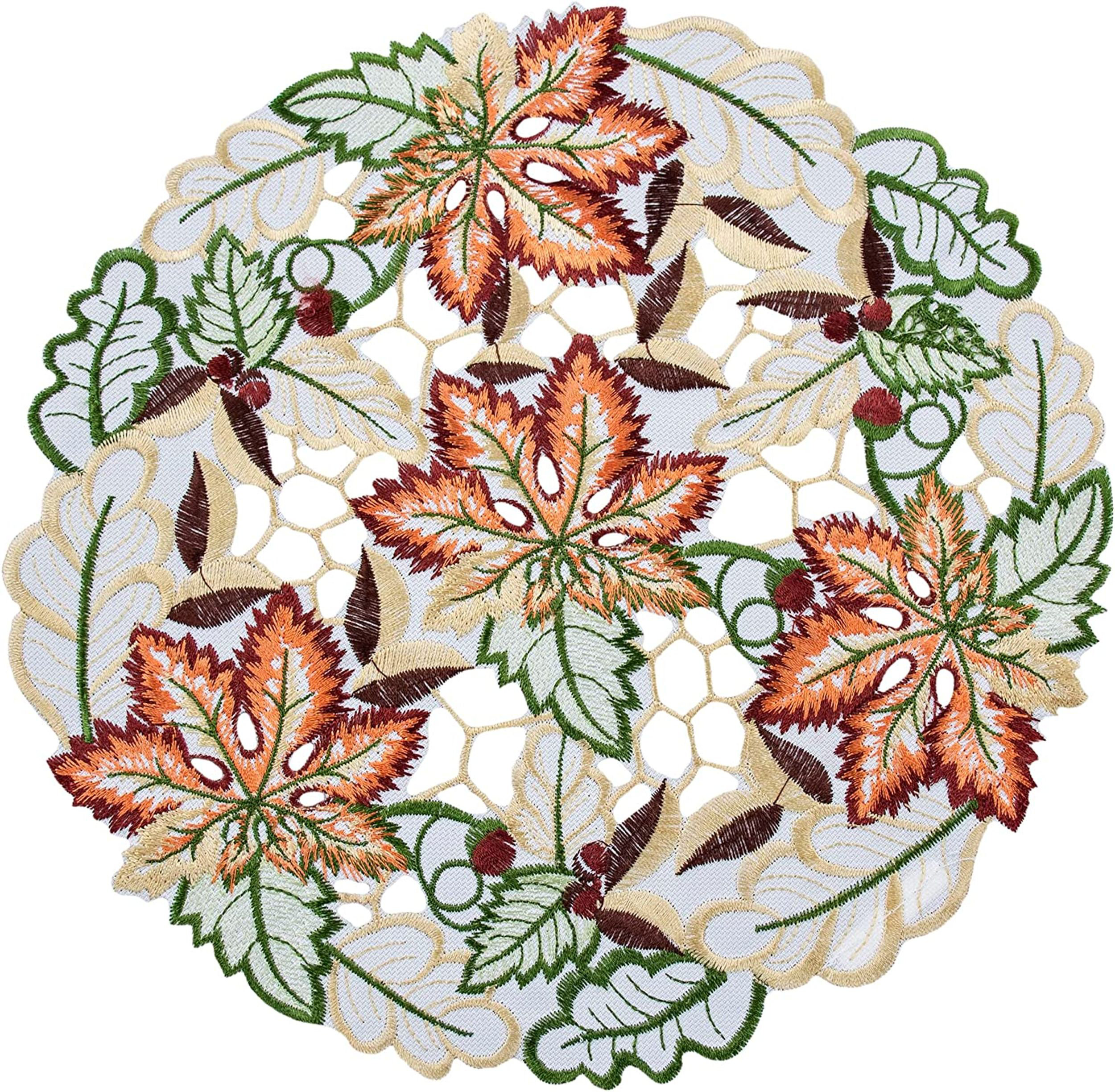Winston Porter Riggleman Embroidered Cutwork Colourful Fall Maple Leaf ...