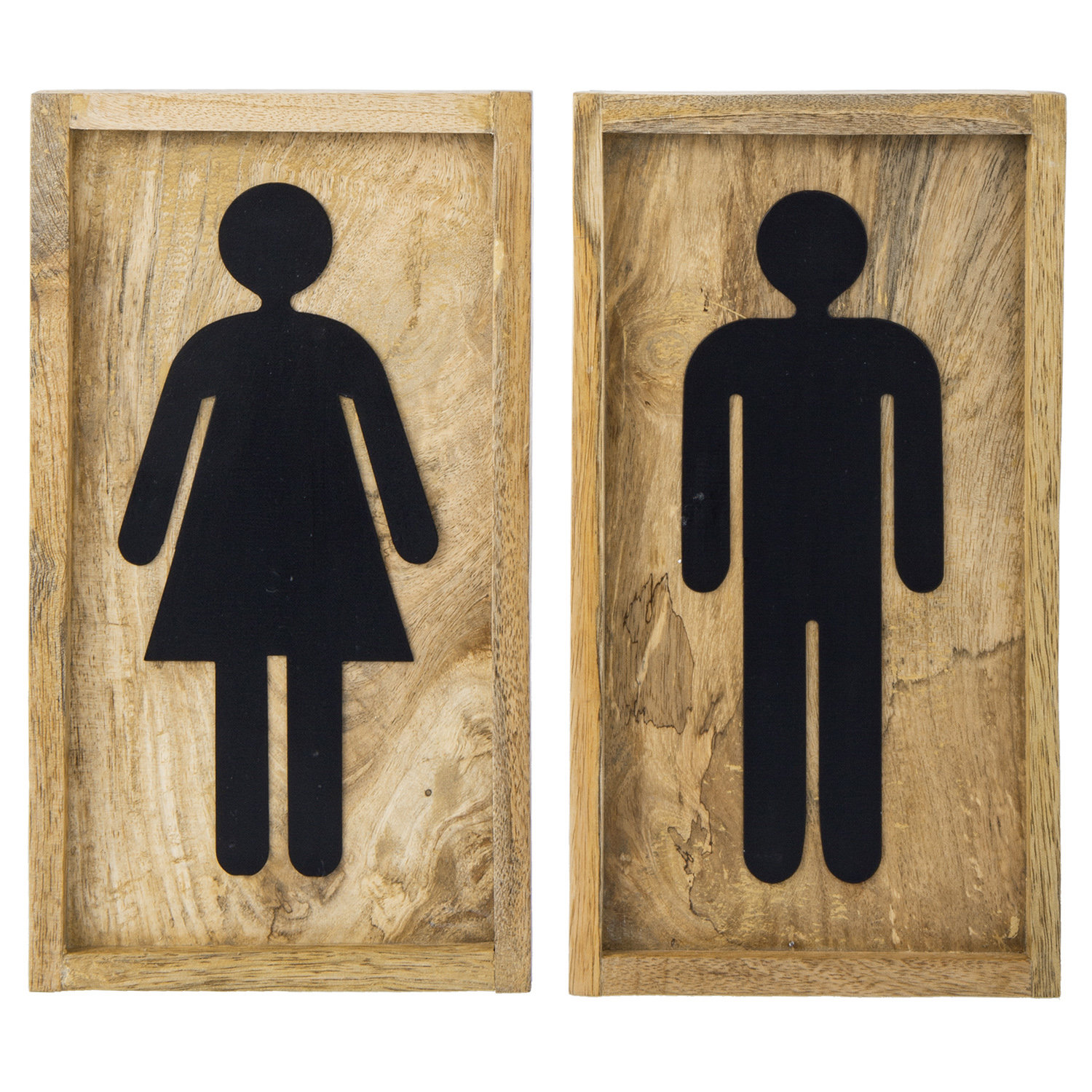 MY GIFT Aoun 2-Piece Mango Wood Restroom Sign Set | Wayfair.co.uk