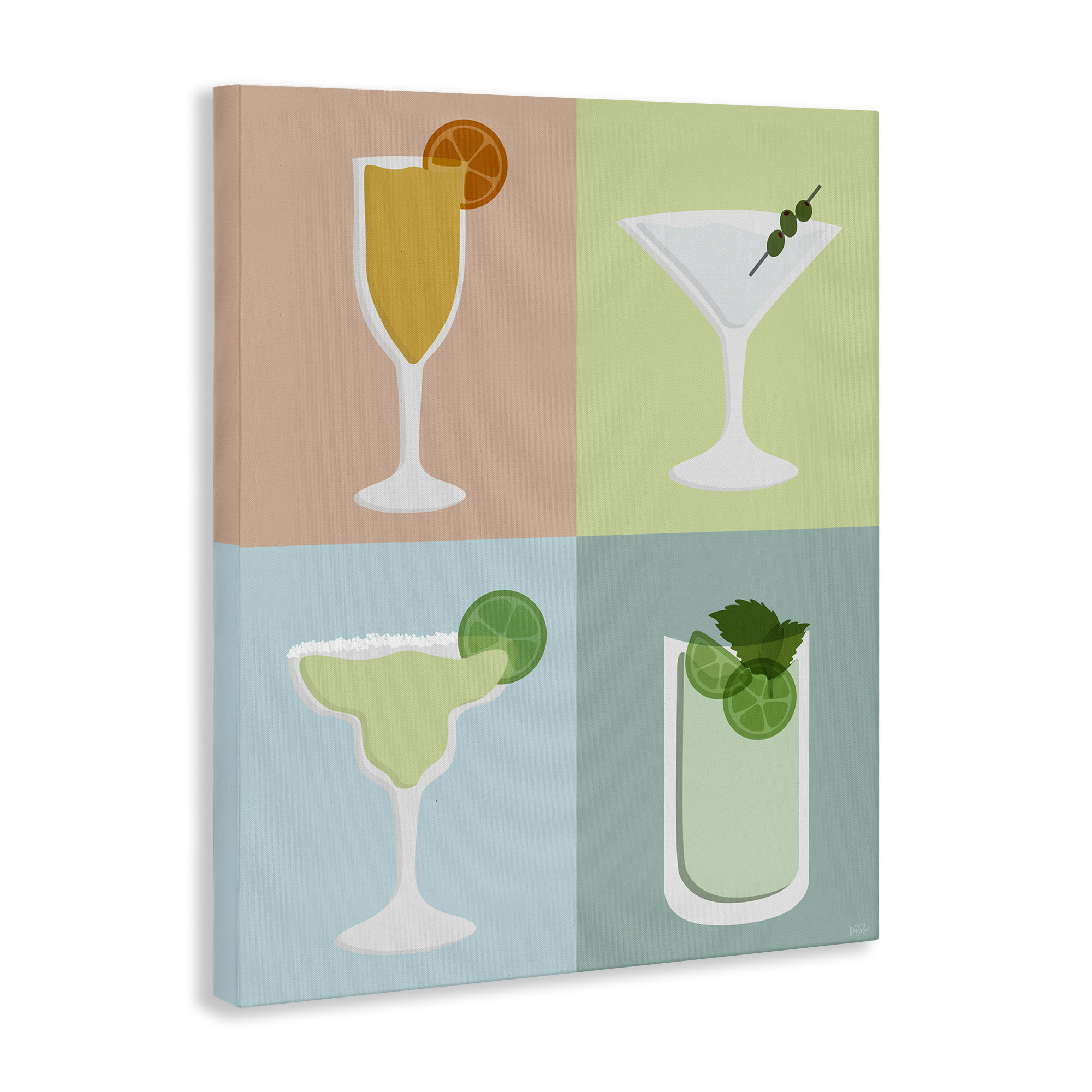 Red Barrel Studio® Pastel Bar Cocktails Canvas Wall Art by Natalie ...