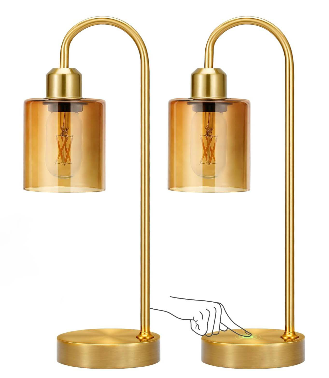 Hokku Designs Industrial Table Lamps Set 3 Way Dimmable Touch Desk ...